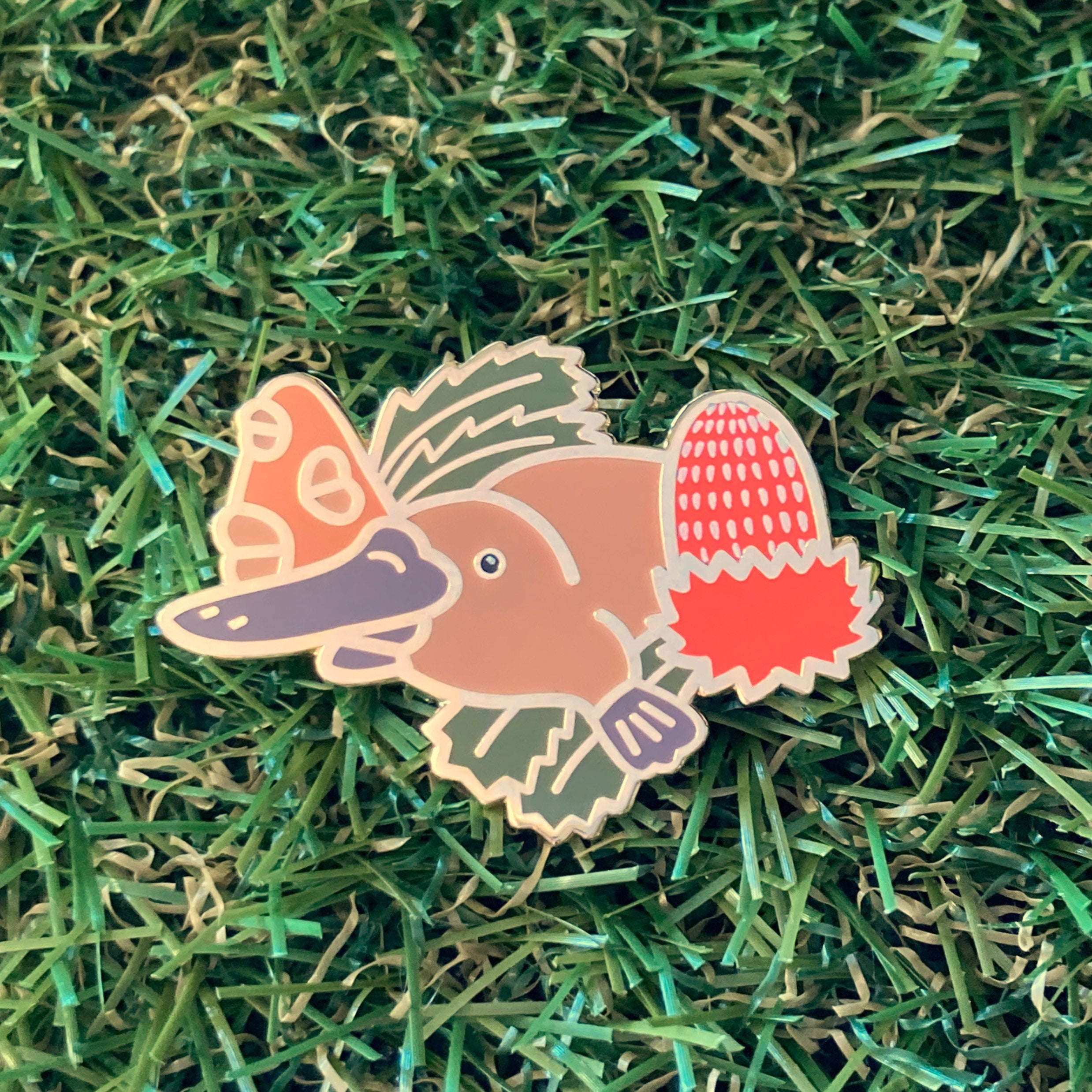 Platypus and Banksia 40mm Hard Enamel Pin – Jesse Irwin Art
