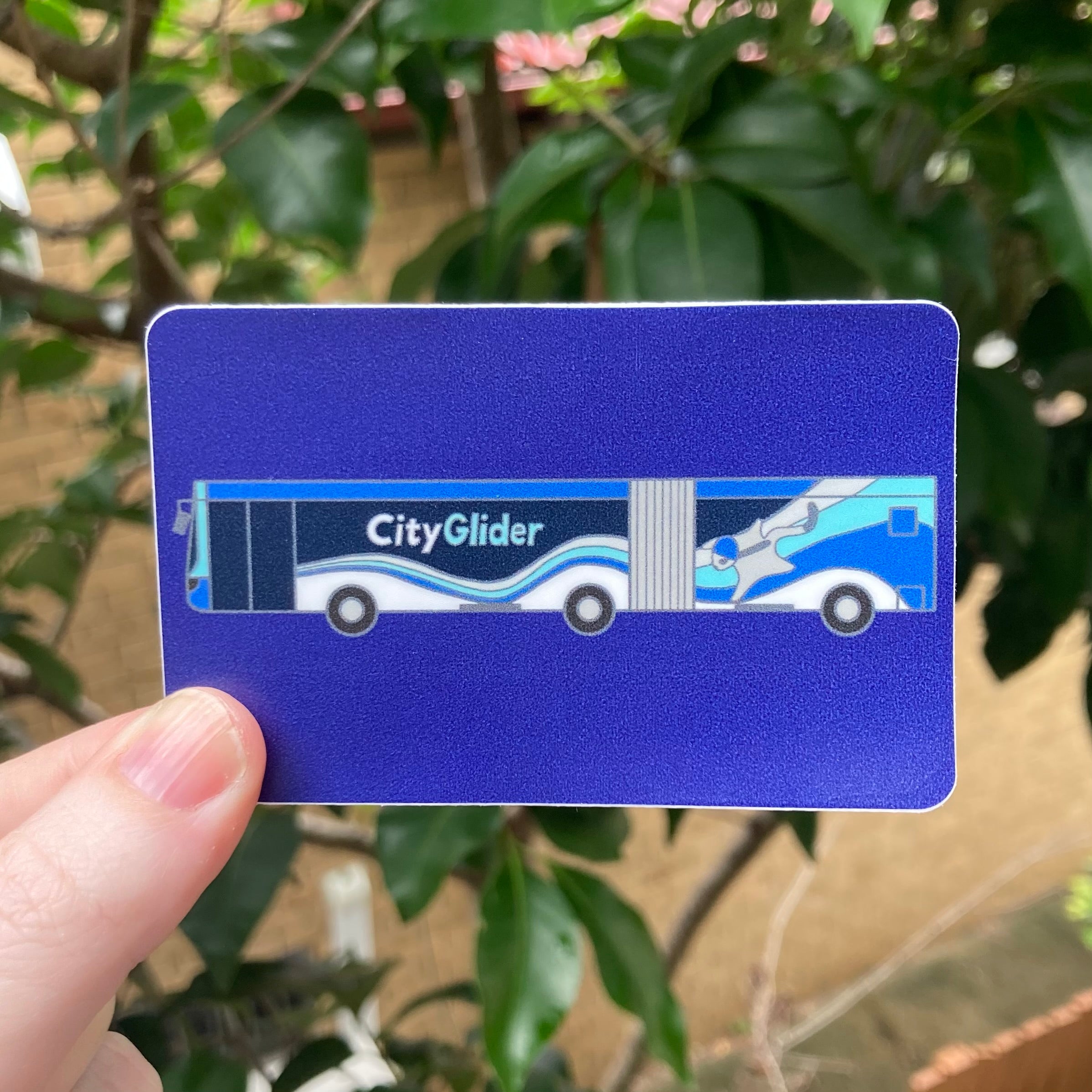 Blue CityGlider Bus - Travel Card Vinyl Sticker – Jesse Irwin Art